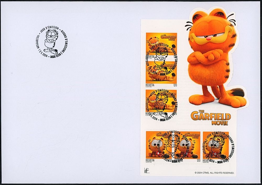 2024 - Garfield - Spezialbogen•Block - FDC ET - Ersttag Voll (Gebraucht) in Schindellegi für CHF ...