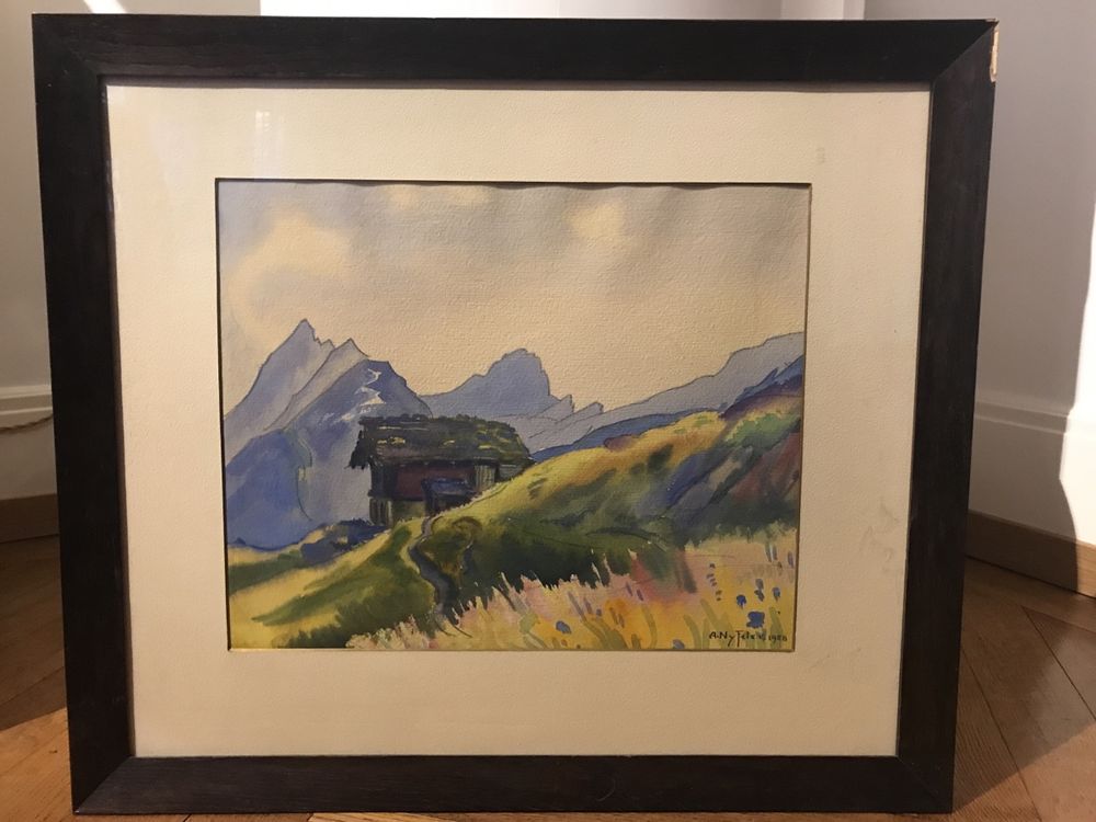 Grosses Aquarell Albert Nyfeler Lötschental Lauchernalp | Kaufen auf Ricardo