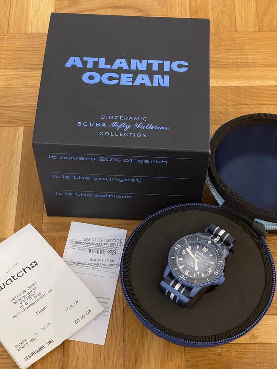 Blancpain X Swatch ATLANTIC OCEAN - BIOCERAMIC FIFTY FATHOMS (Neu und originalverpackt) in ...