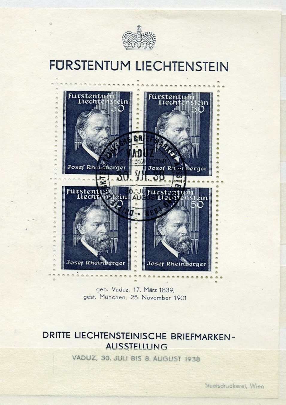 RHEINBERGER BLOCK ET LUXUS + NR. 142 * 143 GEST. SAUBER (Gebraucht) in ...