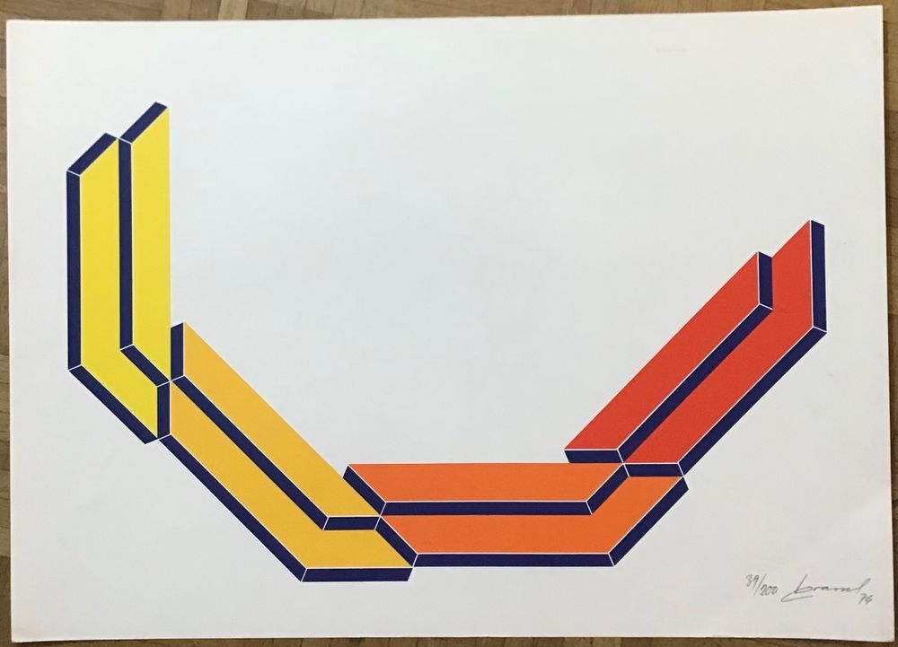 Konkrete Grosse Lithographie Unleserlich Signiert | Kaufen auf Ricardo