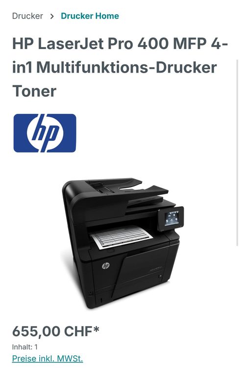 Drucker HP400 MPF LaserJet Pro 4-1 Druck,Scan,Kopie,Fax. (Gebraucht) in ...