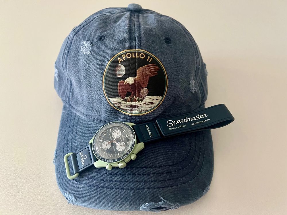 OMEGA x SWATCH Mission on Earth, NObox&papers, Apollo 11 cap (Neu ...