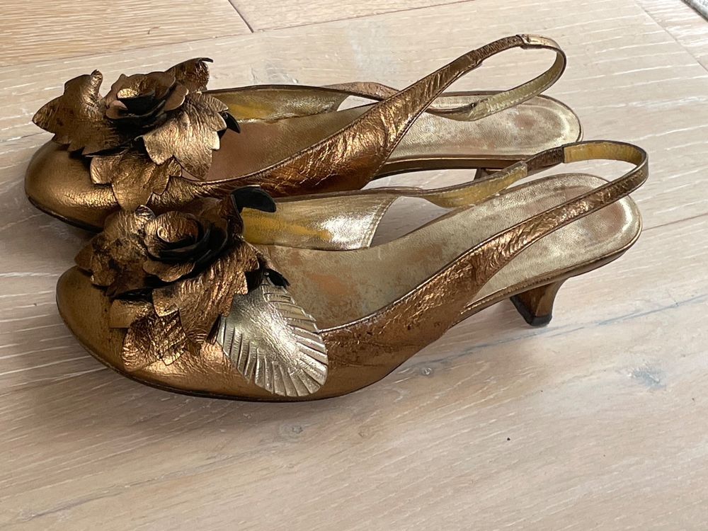 Hispanitas Slingpumps leder gold 37 eher 38 Blumen | Kaufen auf Ricardo