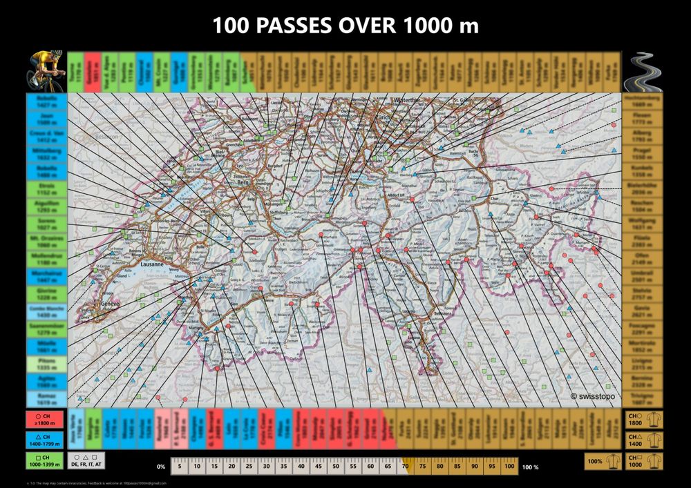 100 Passes Cycling scratch map / Rubbelkarte / Reisekarte (Neu und ...