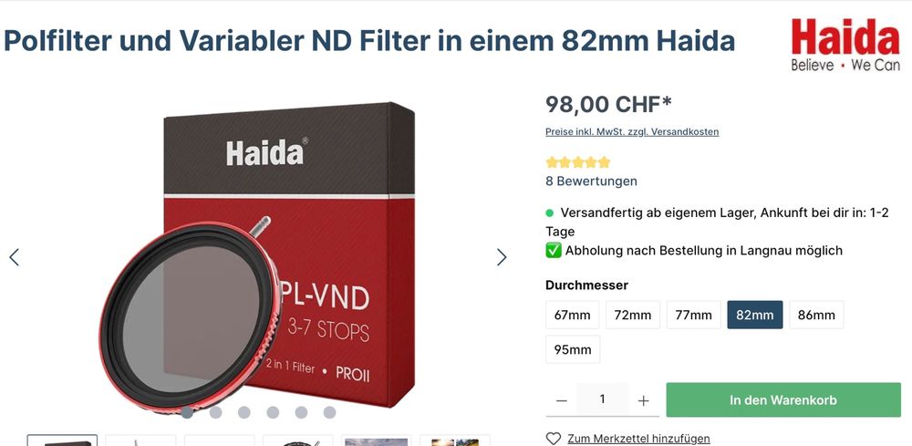 Haida 82mm Polarizer + Variable ND Filter (2-in-1) (Gebraucht) in ...