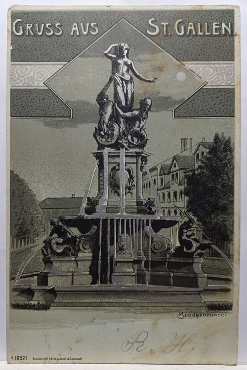 Uralt, GRUSS AUS ST. GALLEN, Broderbrunnen, 1900 | Kaufen auf Ricardo
