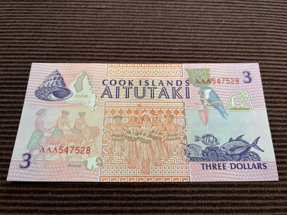 3 Dollar Banknote Cook Inseln 1992 unc (Neu (gemäss Beschreibung)) in ...