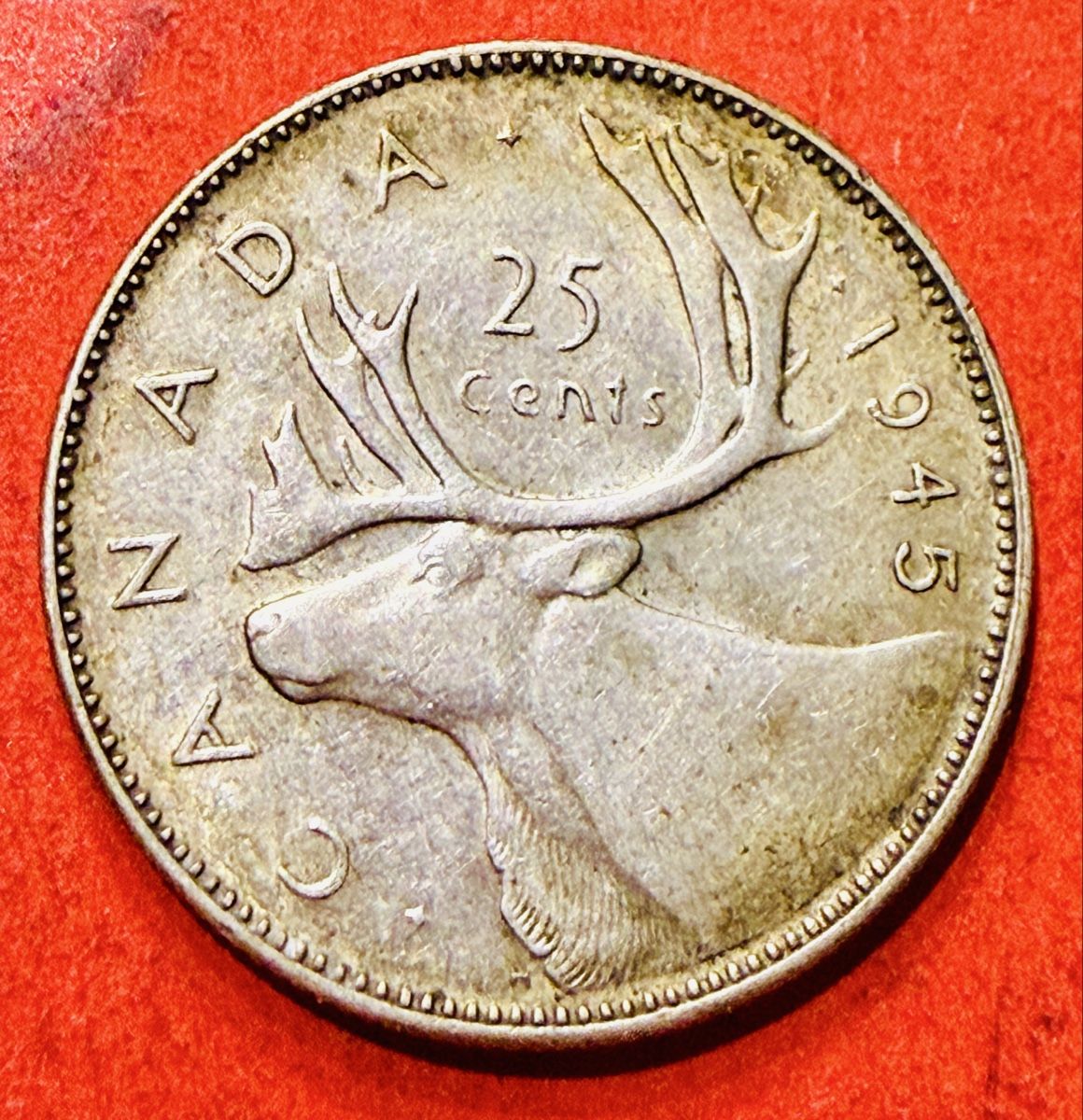 25 Cent Silbermünze Kanada 1945, König Georg VI selte (Gebraucht) in ...
