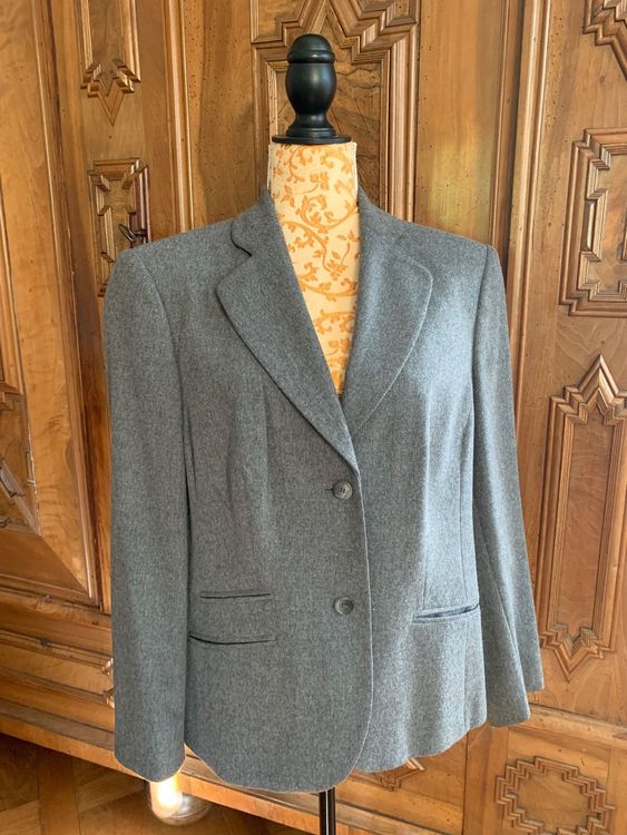 PETER HUHN 87% Schurwolle Jacke Gr. 44EU Farben: grau (Gebraucht) in ...