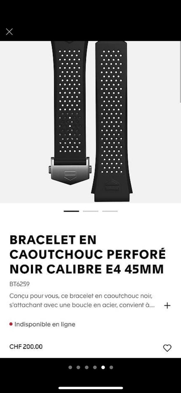 Bracelet montre TAG Heuer caoutchouc noir E4 et (E3) (D'occasion) à ...