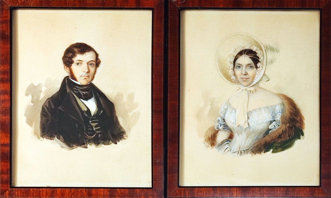 JOSEPH WEINGARTNER – Junges Paar, zwei Aquarelle von 1838 (Gebraucht ...