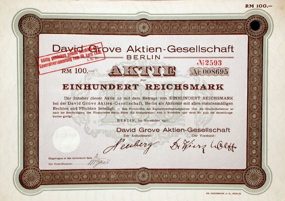 David Grove AG, Berlin - 1927 (Gebraucht) in Solothurn für CHF 1 – mit ...
