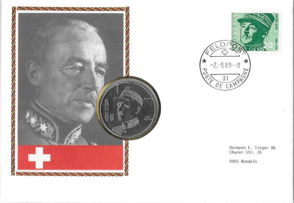 Münzbrief General Henri Guisan 1989 (Gebraucht) in Zürich für CHF 6 – mit Lieferung auf Ricardo ...