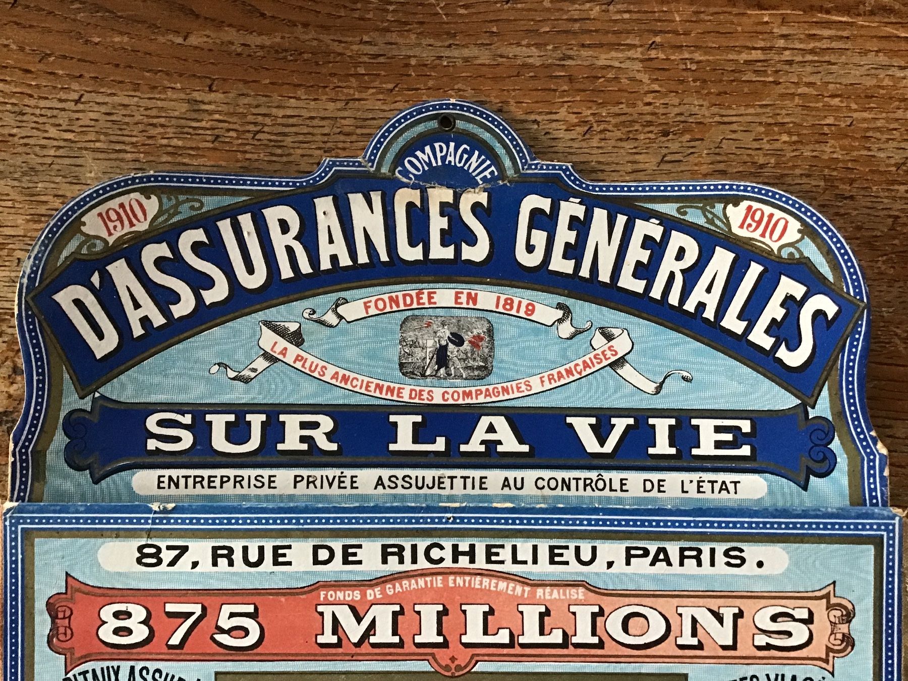 Panneau mural Cie d’Assurances générales sur la Vie (D'occasion) à ...