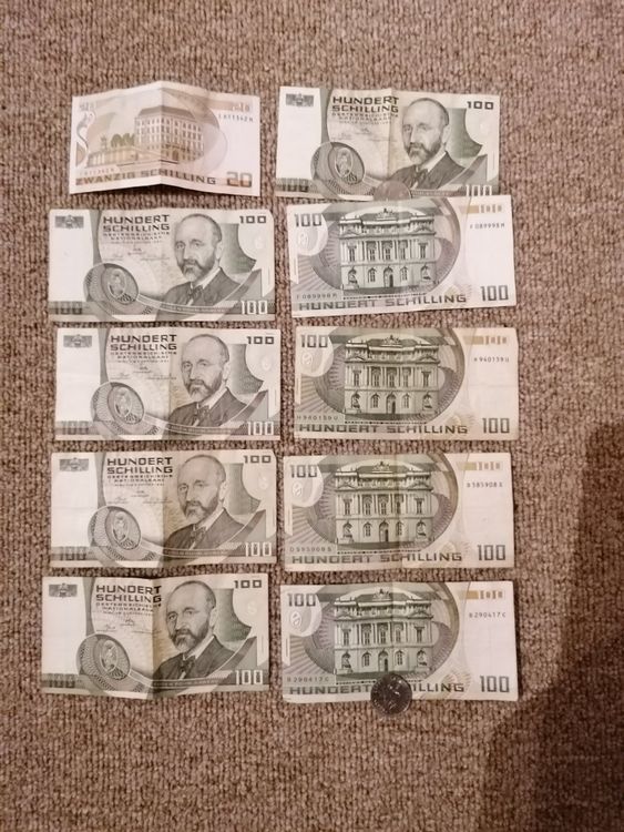 alte 100er Schilling Noten und eine 20er Note (Gebraucht) in Thun für ...