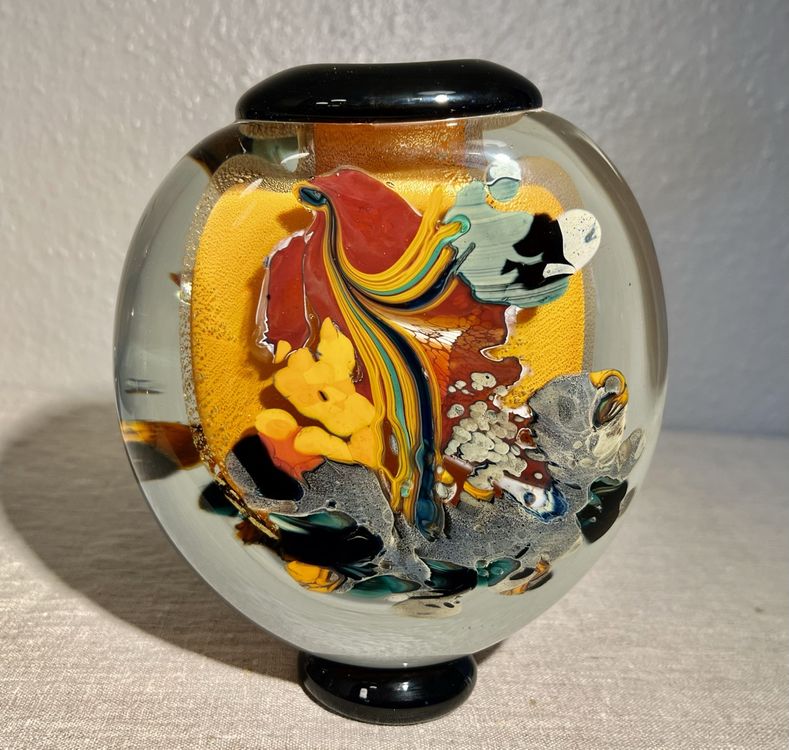 Vase en verre d’art soufflé Robert PIERINI, signé, 1994 (Neu (gemäss ...