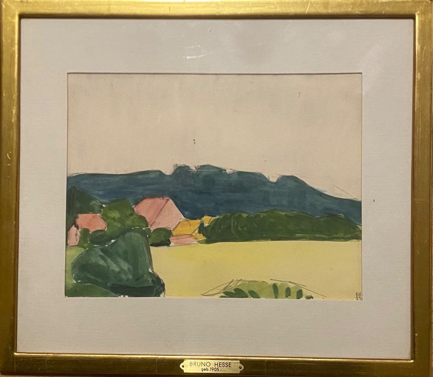 Bruno HESSE (1905-1999) Schweizer Landschaft Aquarell | Kaufen auf Ricardo