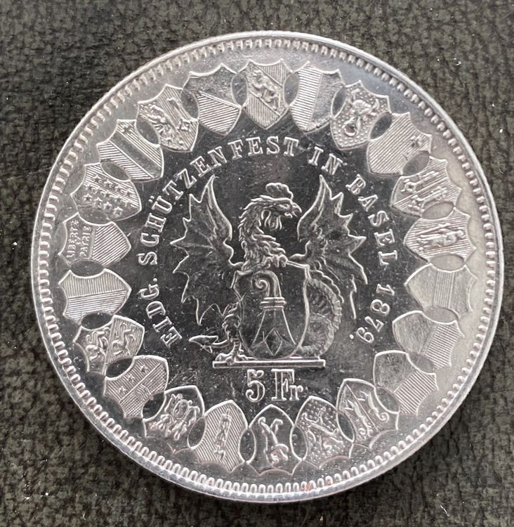 Schützentaler 5 Franken 1879 Basel Silber Aufl 30'000 | Kaufen auf Ricardo