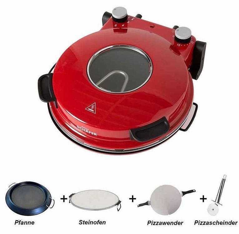 AKTION Schäfer Elektro Pizzaofen rot mit viel Zubehör | Kaufen auf Ricardo