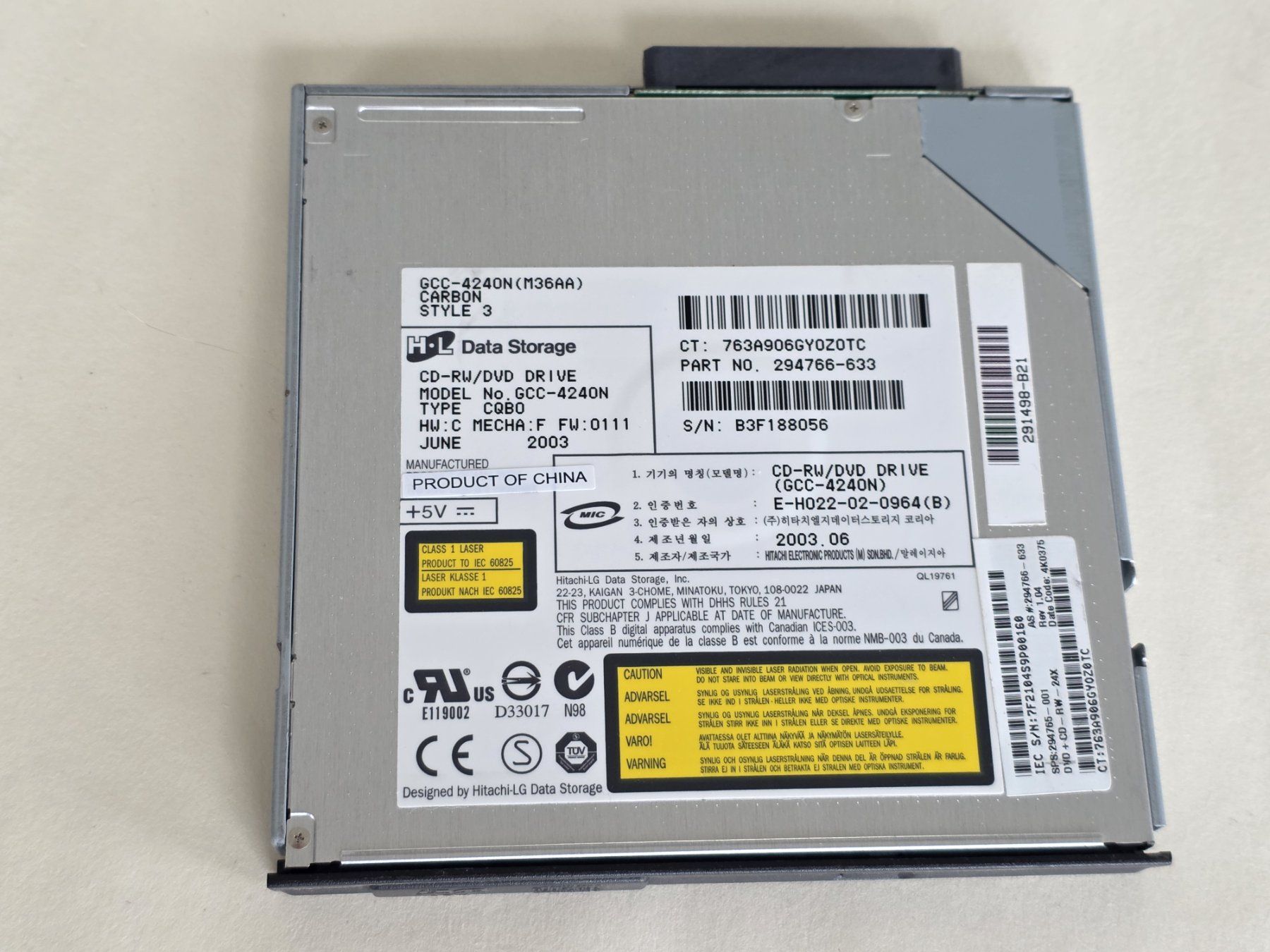 LG/HLDS GCC‑4240N Slim CD‑RW/DVD – HP 294766‑633 – IDE/ATAPI (Gebraucht ...