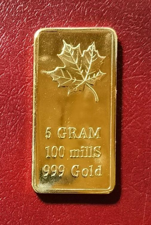 Replik--5 Gram GOLD MAPLE BULLION BAR (Neu (gemäss Beschreibung)) in ...