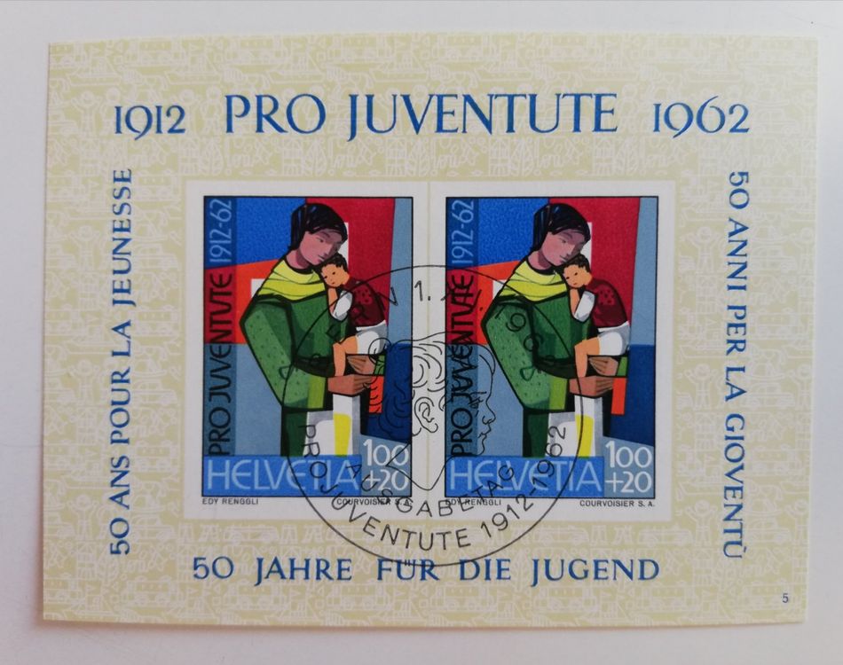 Jubiläumsblock 50 Jahre Pro-Juventute-Marken, gummiert, J199 (Gebraucht) in Zürich für CHF 1.5 ...