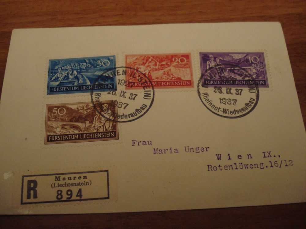 Brief Liechtenstein: Rheinnot Wiederaufbau 1927 - 1937 (Gebraucht) in Niederwil AG für CHF 4.1 ...