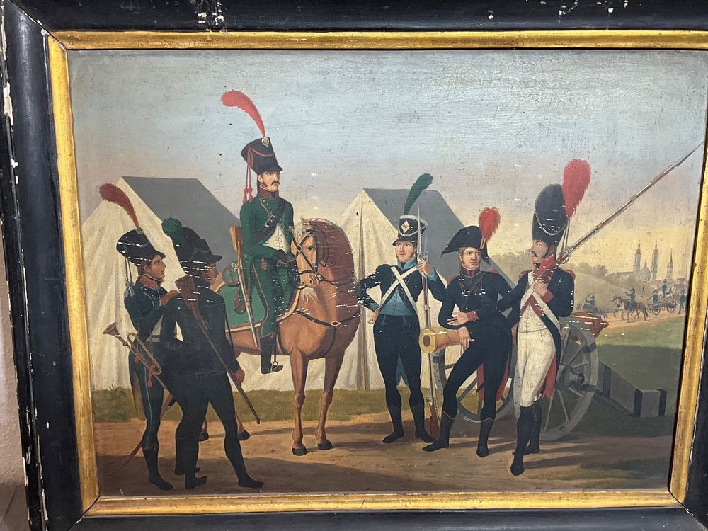 Antique Tableau peinture sur panneaux 19emes siècle Napoléon (D ...