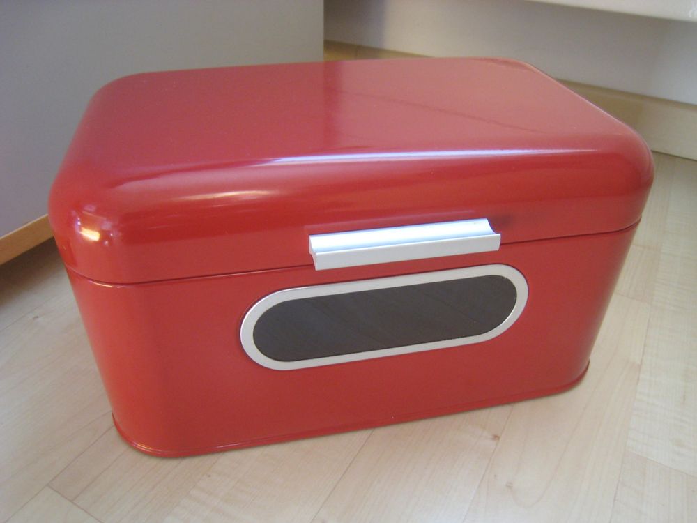 rote RETRO Brotbox Brotkasten, aus Metall Box für alles (Gebraucht) in ...
