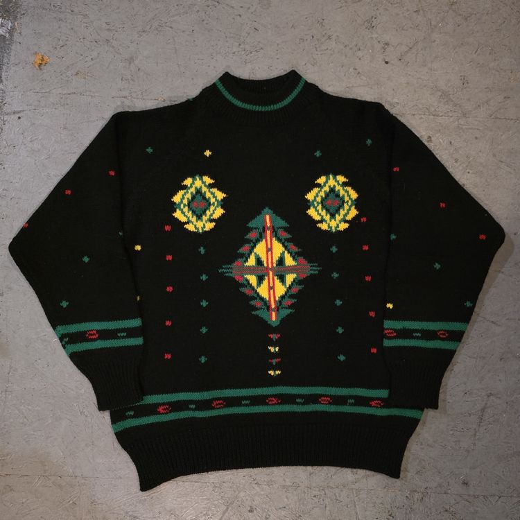 Pull vintage laine années 80s/90s Motif géométrique ethno ré (D ...