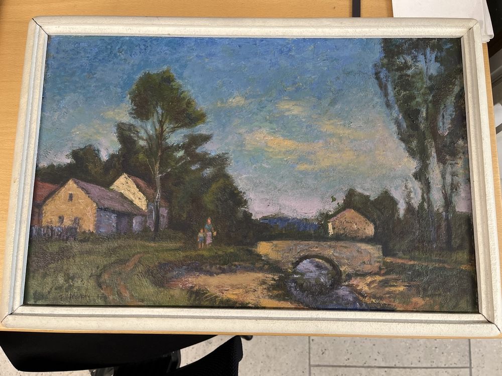 Ölgemälde Landschaft Dorfbrücke mit Rahmen (Gebraucht) in Dottikon für CHF 30 – mit Lieferung ...