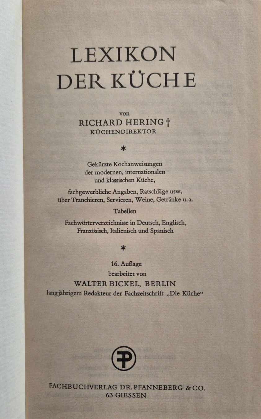 Richard Hering Lexikon der Küche, Das Standardwerk! 1969 ALT (Gebraucht ...
