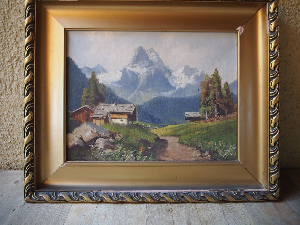 Wetterhorn, Oelgemälde auf Leinen, gerahmt, Signiert, (Gebraucht) in Bassersdorf für CHF 46 ...