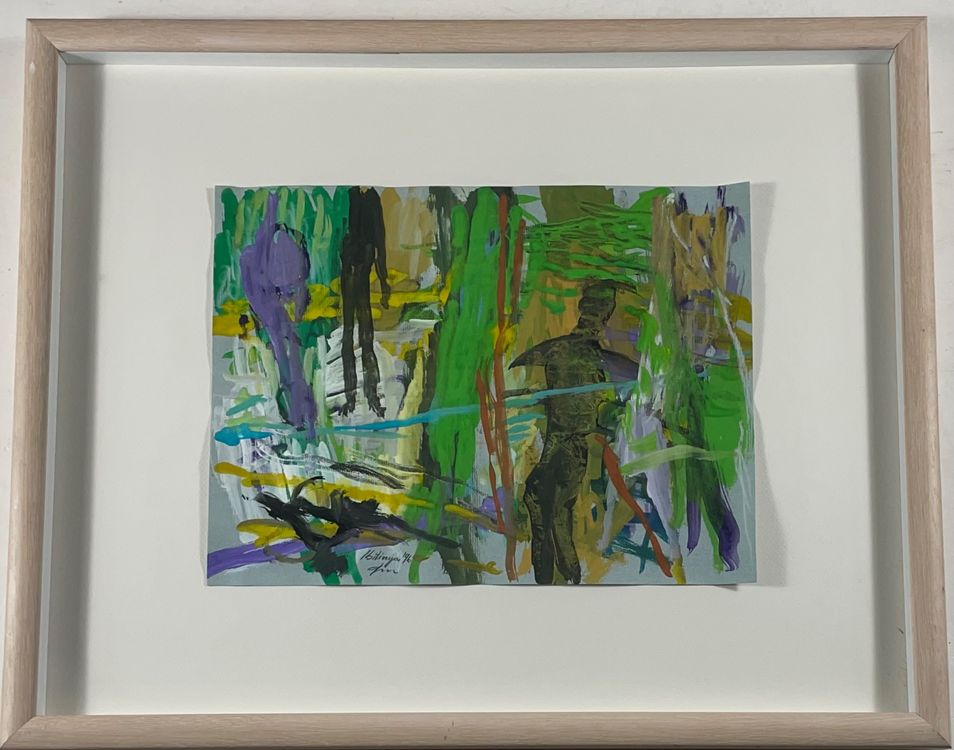 Interessante Mischtechnik von Personen unleserlich Signiert | Kaufen auf Ricardo