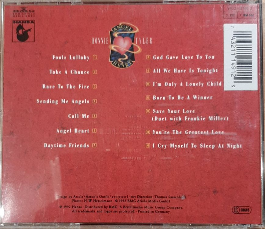 Bonnie Tyler- Angel Heart. UK Pop Rock Album 1992 (Gebraucht) in Schönenberg TG für CHF 4.9 ...