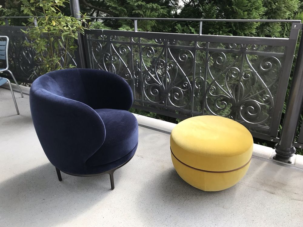 Hocker WITTMANN_ Miles 55; velvet gold, Keder Leder cognac (Neu (gemäss ...