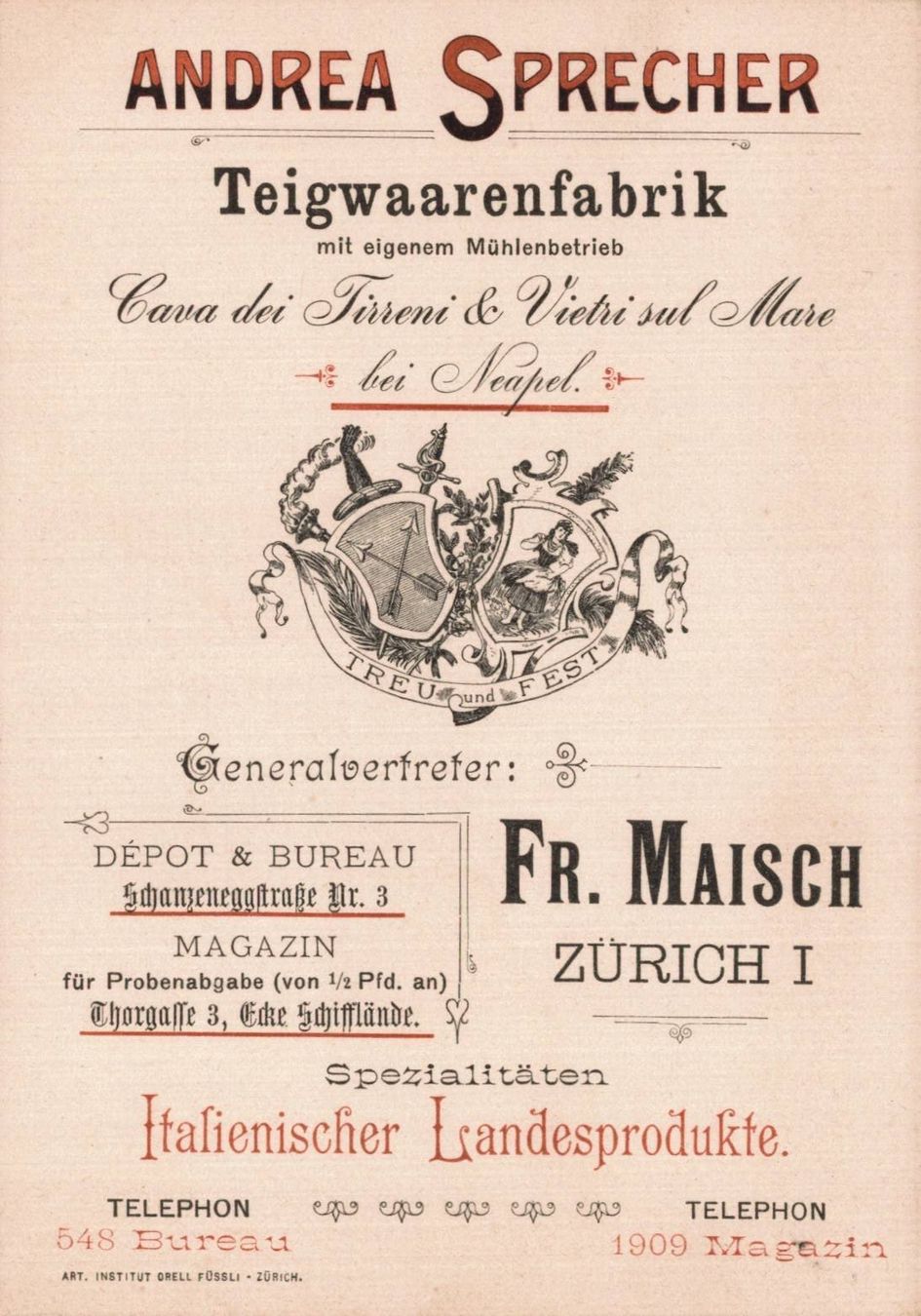 Antiker ital. Teigwaren Reklame-Flyer Zürich (Gebraucht) in Luzern für ...