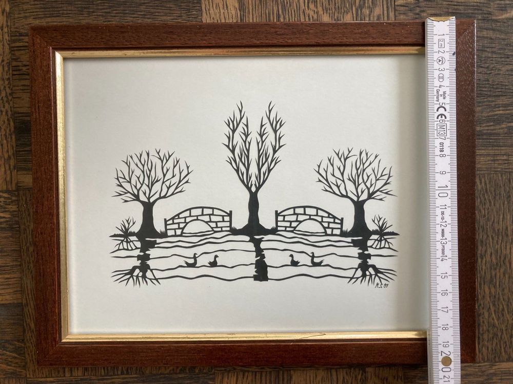 ORIGINAL SCHERENSCHNITT SIGNIERT: MS. 99 GERAHMT HINTER GLAS | Kaufen auf Ricardo