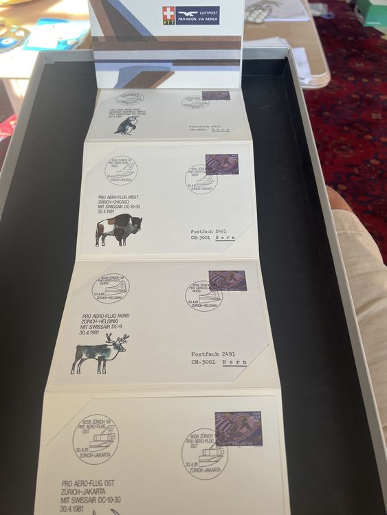 4 enveloppes Pro Aéro vols spéciaux 1981 (D'occasion) à Charmey ...