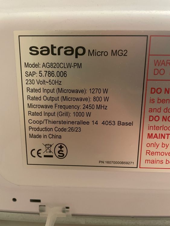 satrap Mikrowelle Micro MG2 Kombi Mikrowellengerät mit Grill (Gebraucht ...