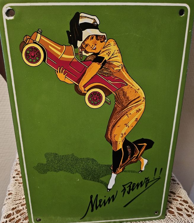 Emailschild "Mein Benz" Blech grün Werbung Retro Vintage (Gebraucht) in ...