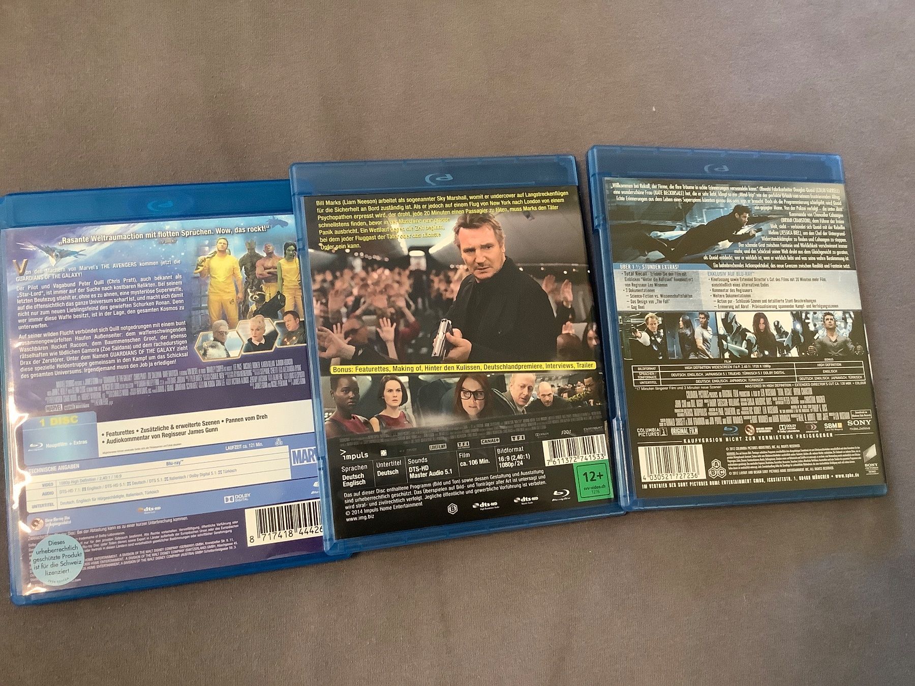 GUARDIANS OF THE GALAXY, TOTAL RECALL, NON-STOP, 3 Blue-Ray (Gebraucht ...