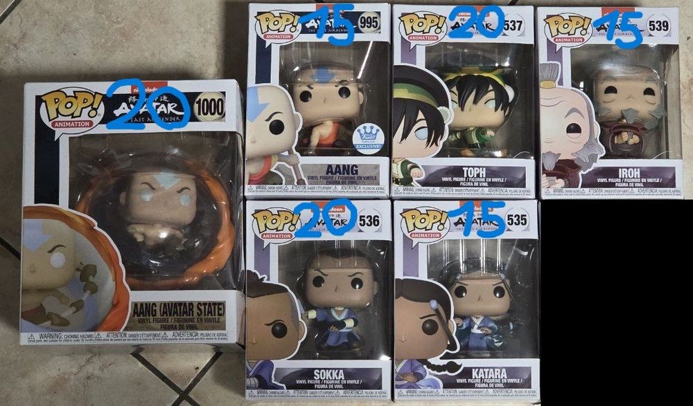 Funko Pop Anime - Avatar Set (Aang, Sokka, Katara, Toph,..) (Neu ...