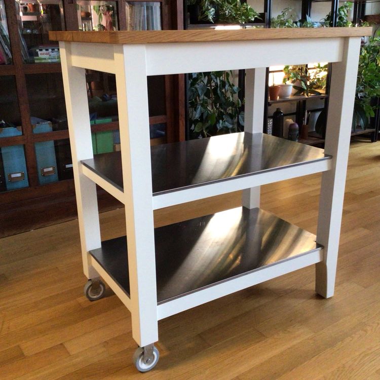 Solid Oak Kitchen Island Trolley Stainless Steel STENSTORP | Kaufen auf ...