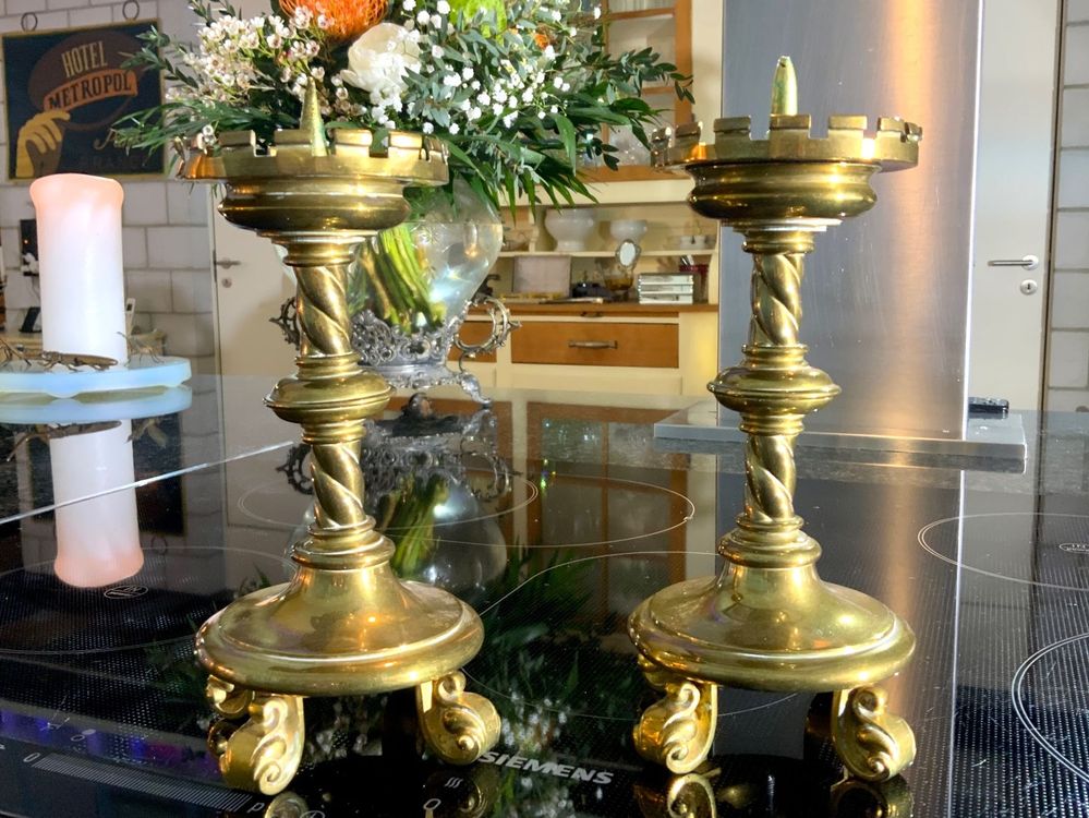 JUGENDSTIL 2 KERZENHALTER MESSING,1900 (Gebraucht) in Biglen für CHF 26 – mit Lieferung auf ...