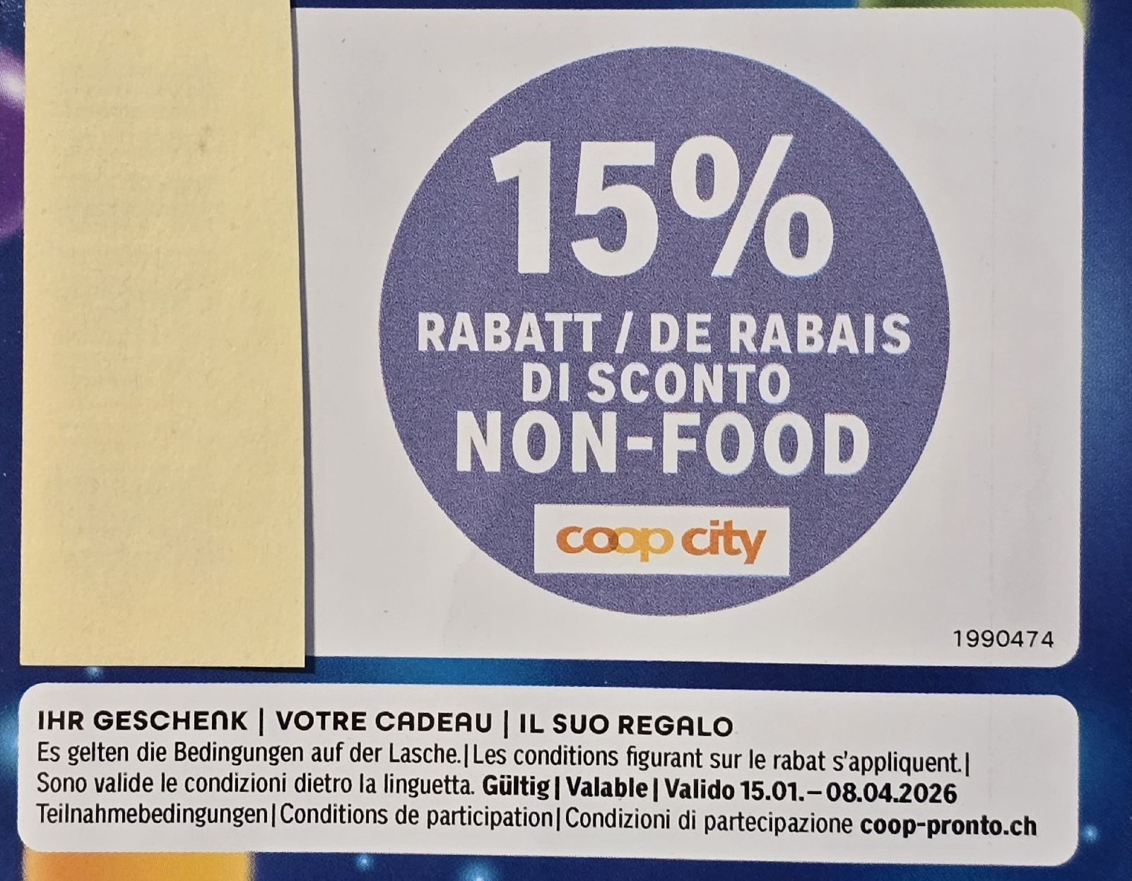 Bon 15% Rabatt auf Non- Food COOP CITY gültig bis 08.4.2026 (Neu ...