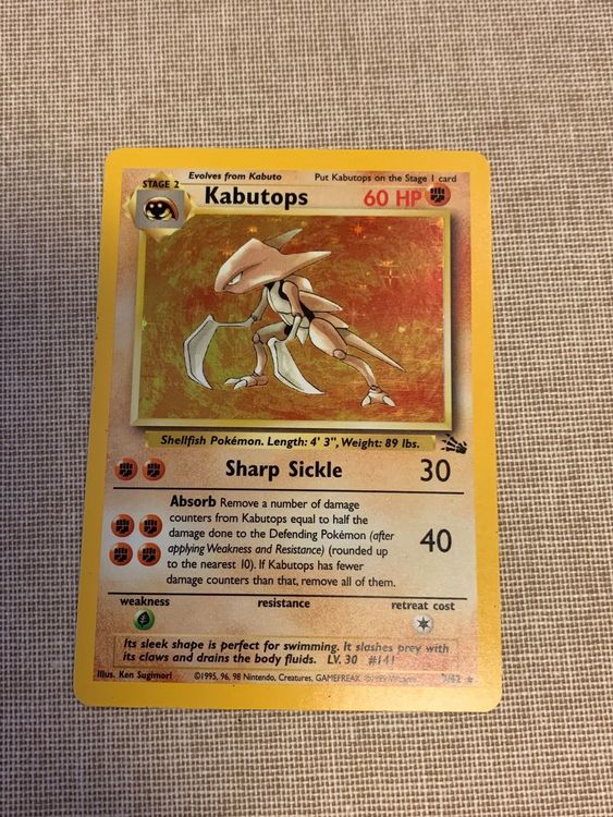 Pokemon Kabutops Holo Fossil (ENG) (Gebraucht) in Fislisbach für CHF 27 – mit Lieferung auf ...