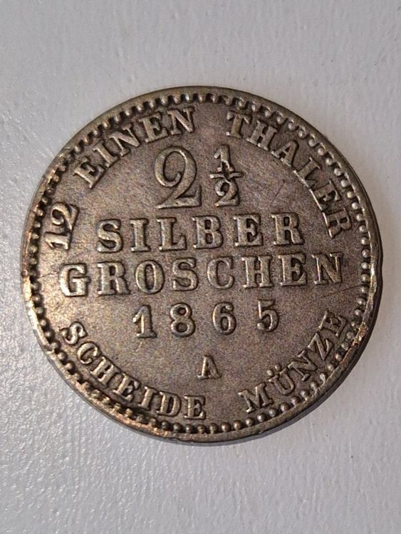 Antike Silbermünze 2.5 Silber Groschen von 1865 (Gebraucht) in für CHF 5 – mit Lieferung auf ...