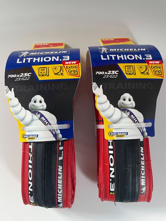 2 x pneus Michelin Lithion 3 700x23C (23-622) - Rouge (Neu und ...